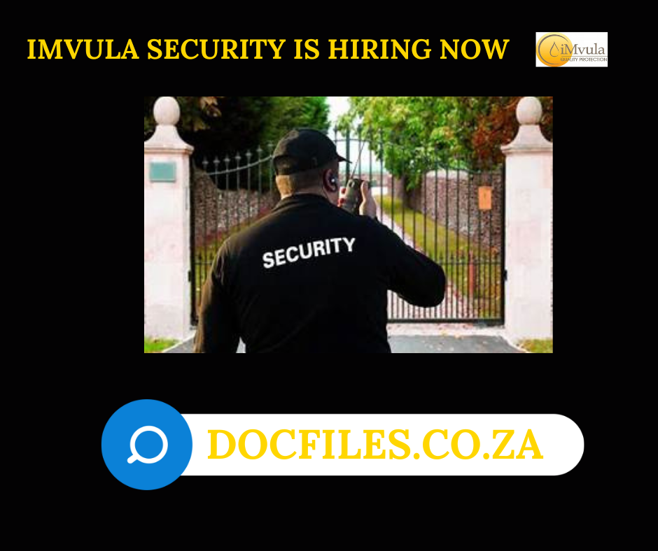 IMVULA IS TAKING CV’S FOR CLEANERS & SECURITY OFFICER – Munici.co.za